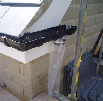 Temporary Downpipe Layflat Site Work